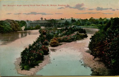 1908 Schuylkill River South from Penn Street Bridge Reading PA Postcard ...