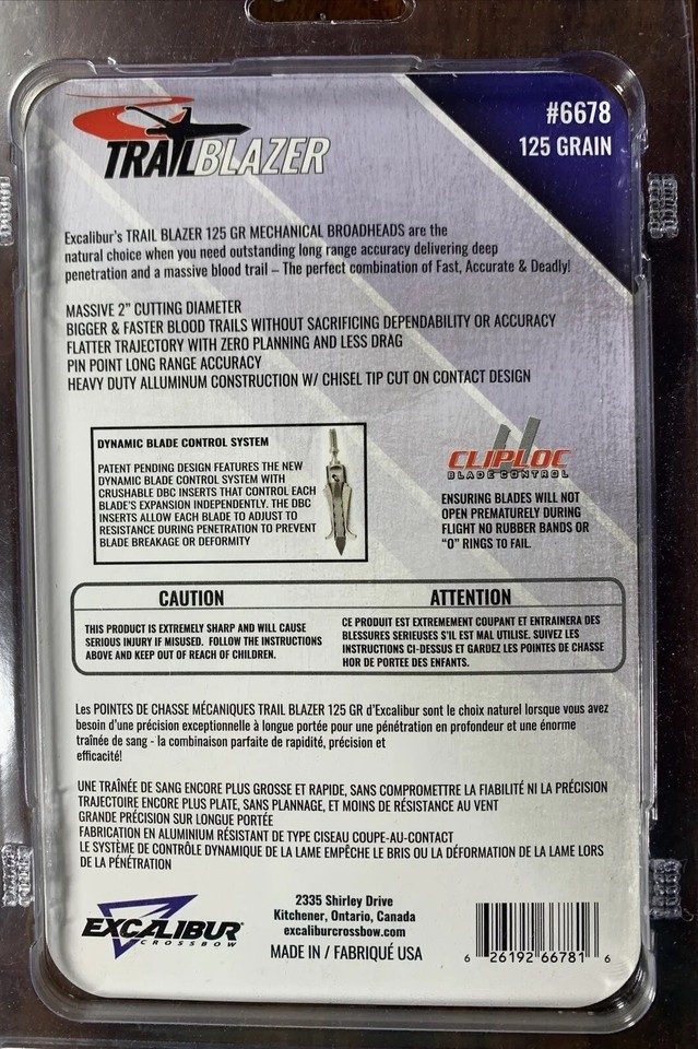 Excalibur Trail Blazer 125 GR Mechanical Broadheads #6678 | eBay