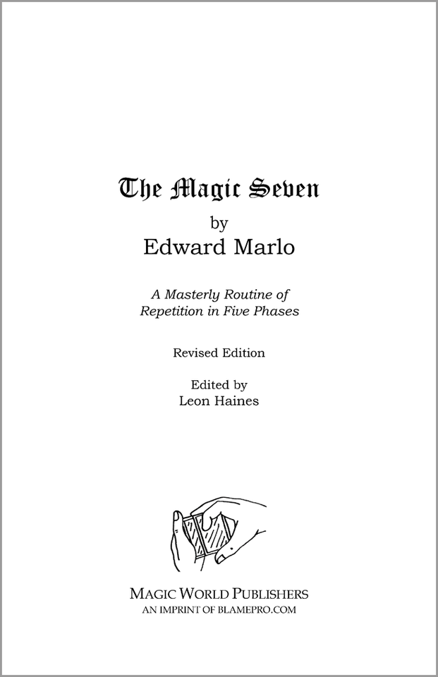 The Magic Seven by Ed Marlo (Card magic) | eBay