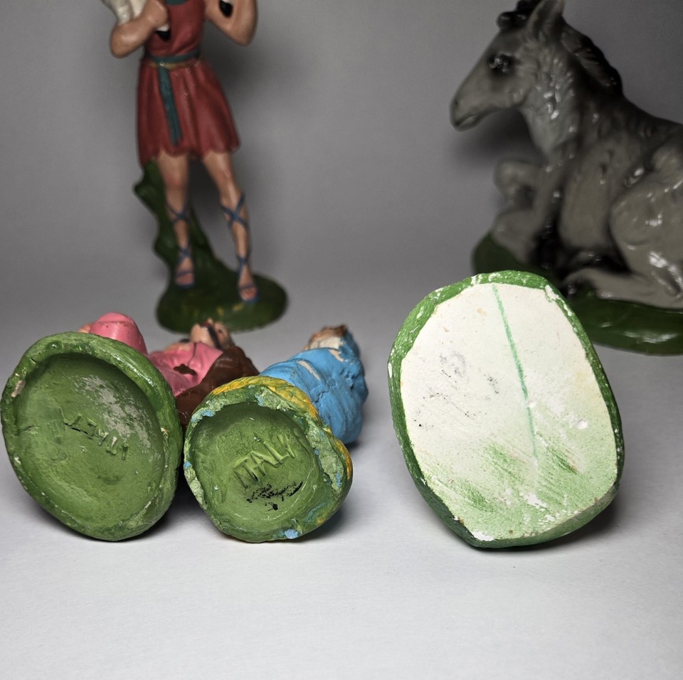 Vintage Italy Nativity Figurines Mixed Lot Hand Painted Chalkware ...
