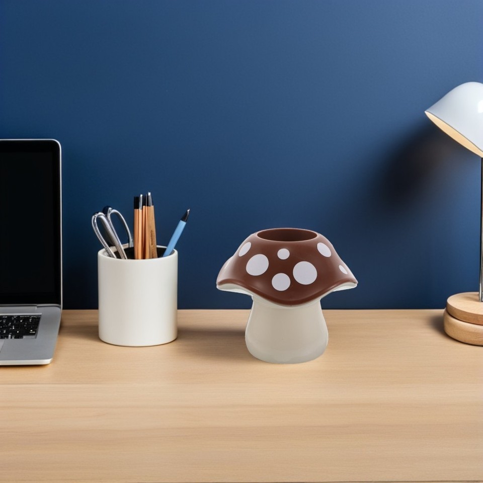 2Pcs Cute Pen Holder: Mushroom Shape Pen Holder Desk Organizer - Pencil ...