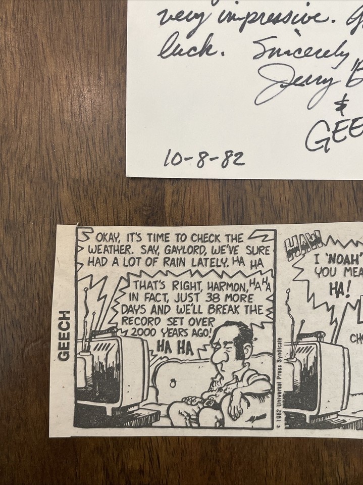 RARE Jerry Bittle Cartoonist Original Hand Drawn Geech Comic Sketch Art ...