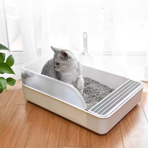 Large Open Cat Litter Tray Kitten Toilet Pan Loo Box Pet Safe Jumbo Rim ...