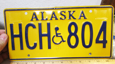 Alaska Handicap Metal License Plate HCH 804, gold style, expired in ...