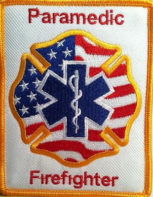 Paramedic Firefighter Logo / Emblem Iron-On Patch Gold Border | eBay