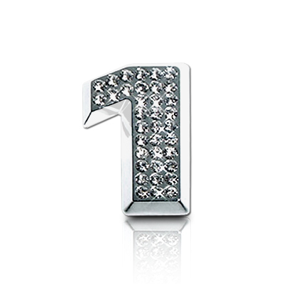 Crystallized Number 1 Car Emblem with Chrome Finish and Real Swarovski ...