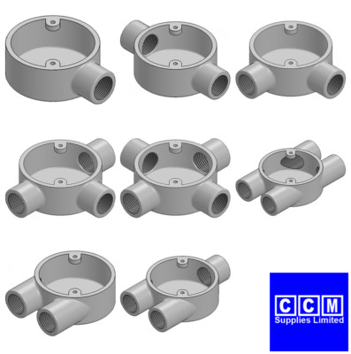 25mm Galvanised Conduit Metal Boxes, Term, Through, Angle, Tee ...