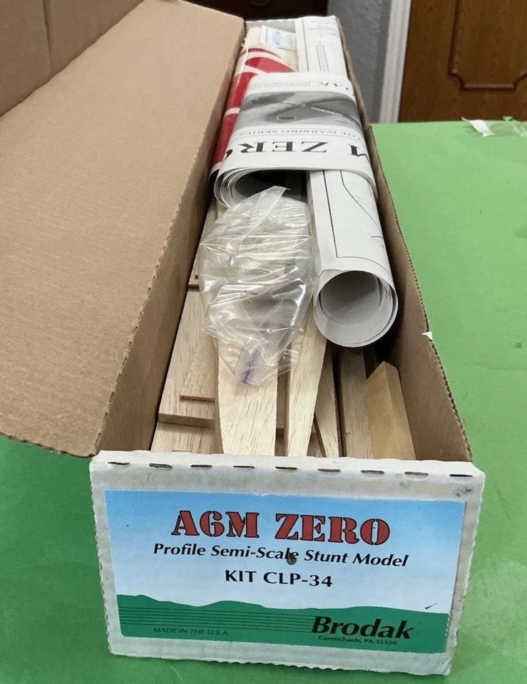 A6M Zero Semi Scale / Stunt Control Line Kit Brodak CLP-34 Engine .29 ...