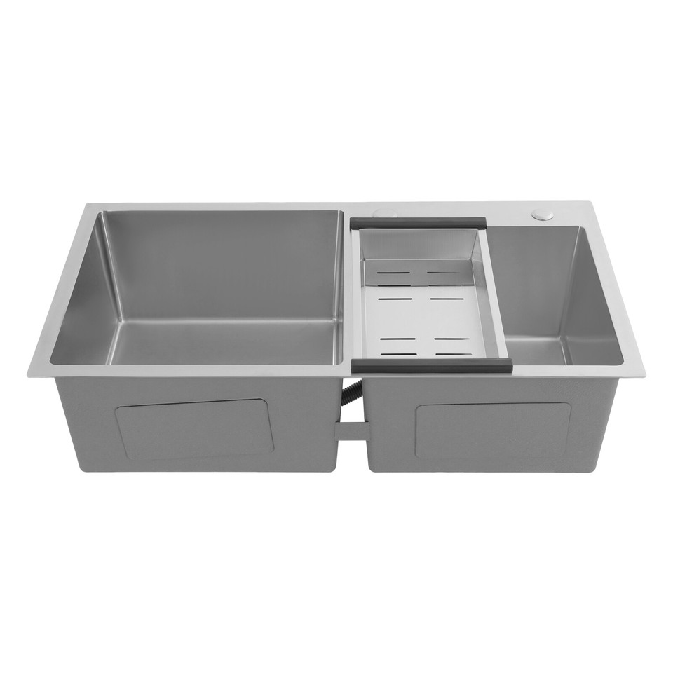 Stainless Kitchen Sink Double Bowl Kitchen Sink Large Capacity + Drain ...