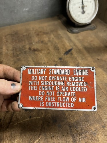 Vintage US Army Military Standard Engine Metal Machine Tag Plate Badge ...