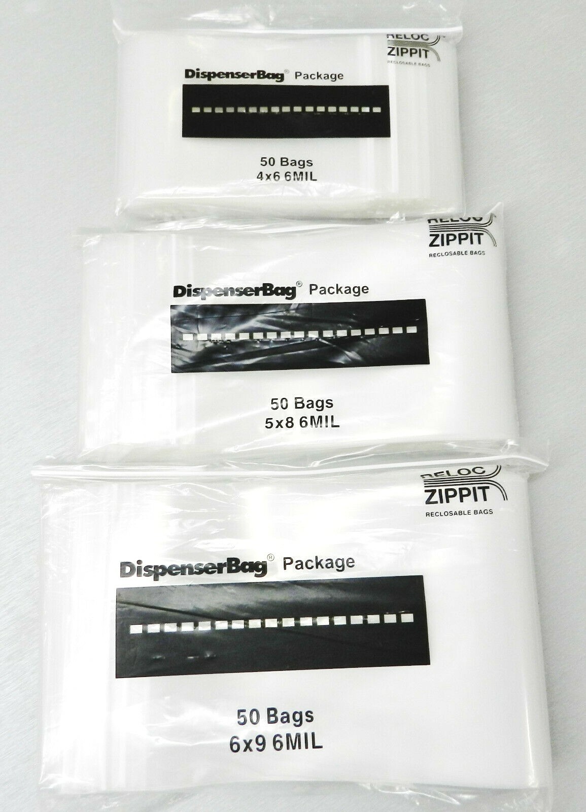 6Mil Thick Clear Reloc Zippit Bags 150 Assortment 3 Sizes 4x6 5x8 6x9 ...