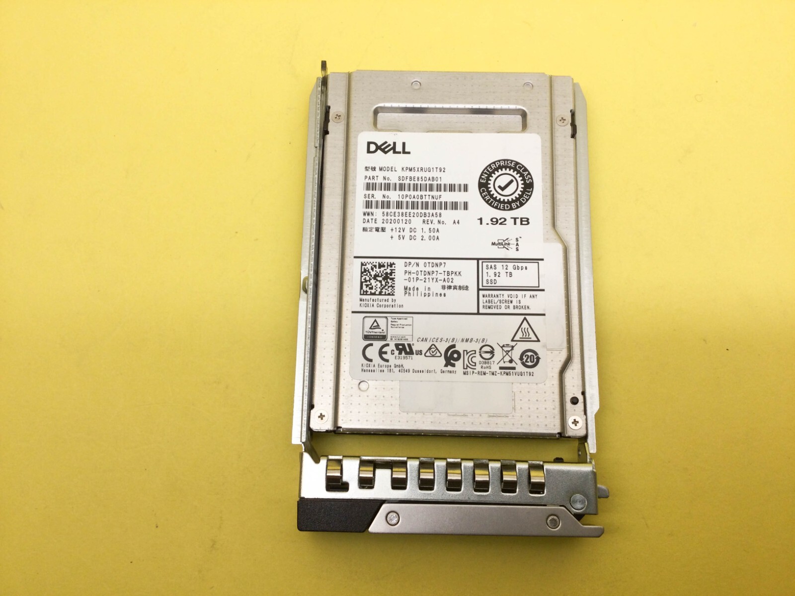 TDNP7 Dell 1.92TB SAS 12Gb/s Read Intensive 2.5'' SSD KPM5XRUG1T92 w ...
