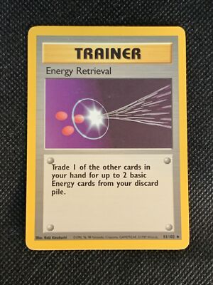 Pokémon TCG Energy Retrieval Base Set 81/102 Regular Unlimited Uncommon ...