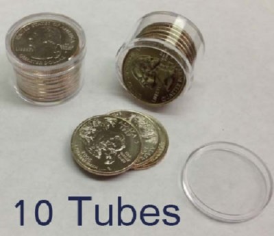 10 Coin Safe Clear Archival Plastic Coin Tubes US Quarter Size Best ...