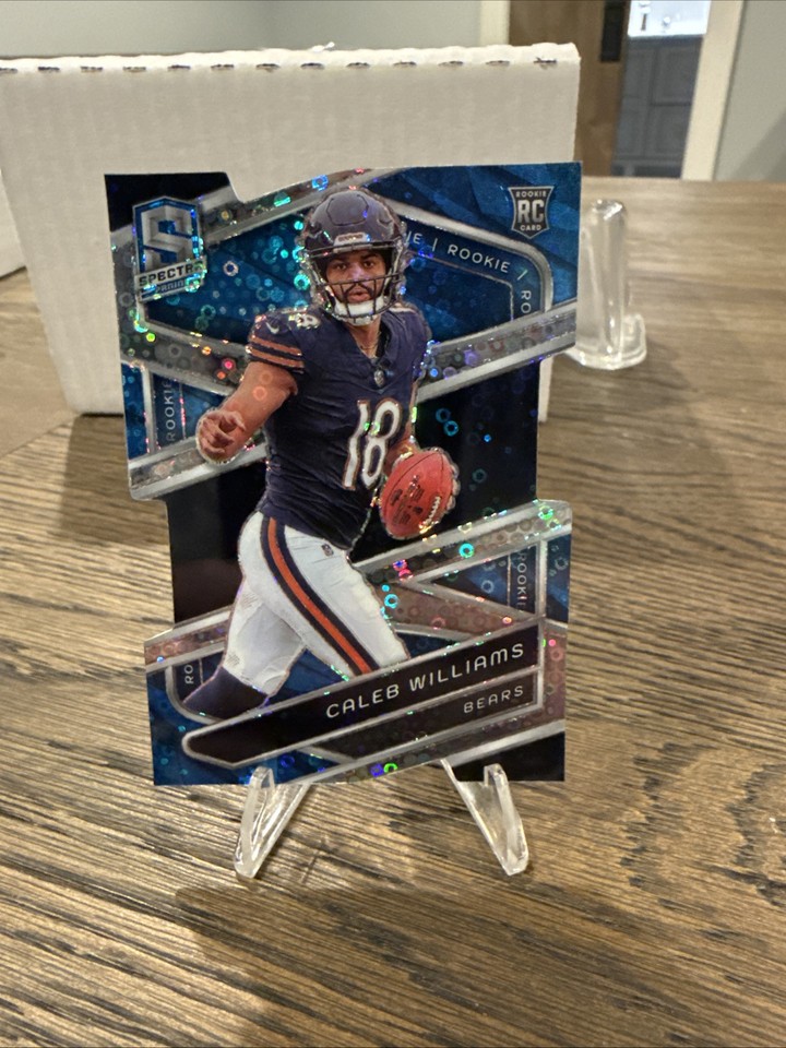 2024 Spectra Caleb Williams Rookie 17/50 Neon Blue Dye Cut Chicago ...