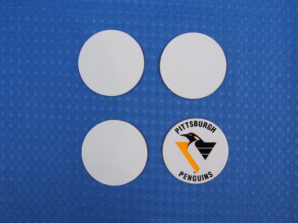 4 Round PITTSBURGH PENGUINS 1992-2001 NHL Hockey Team Logo Cardboard ...