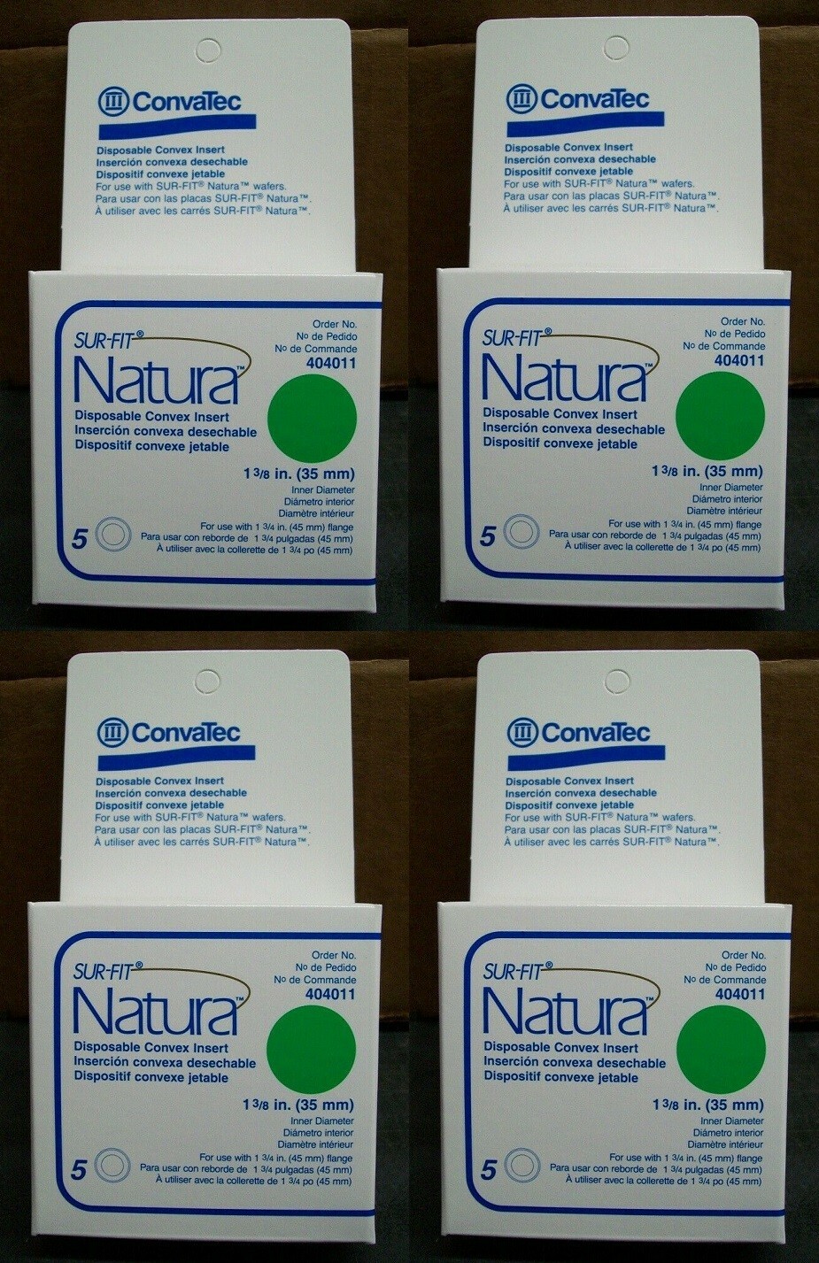 4 BOXES of ConvaTec 404011 Sur-Fit Natura Convex Inserts = Total 20 ...
