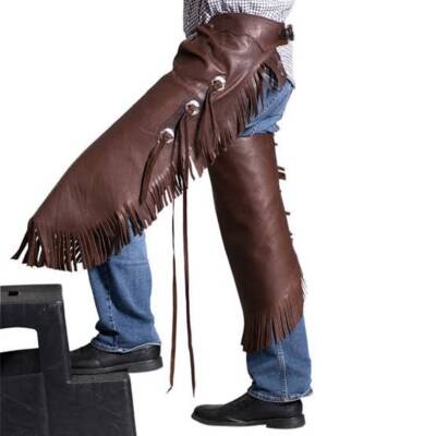 Western Cowboy Chap Fringes Leather Chap Pant Men Leather Chap Riding ...