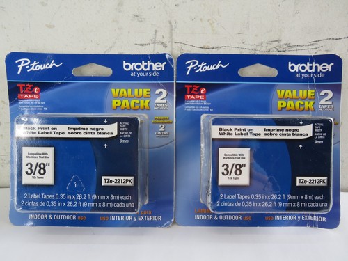 4 Pack Brother TZe-221 P-Touch Label Tape 3/8" Black/White TZE221-2PK ...