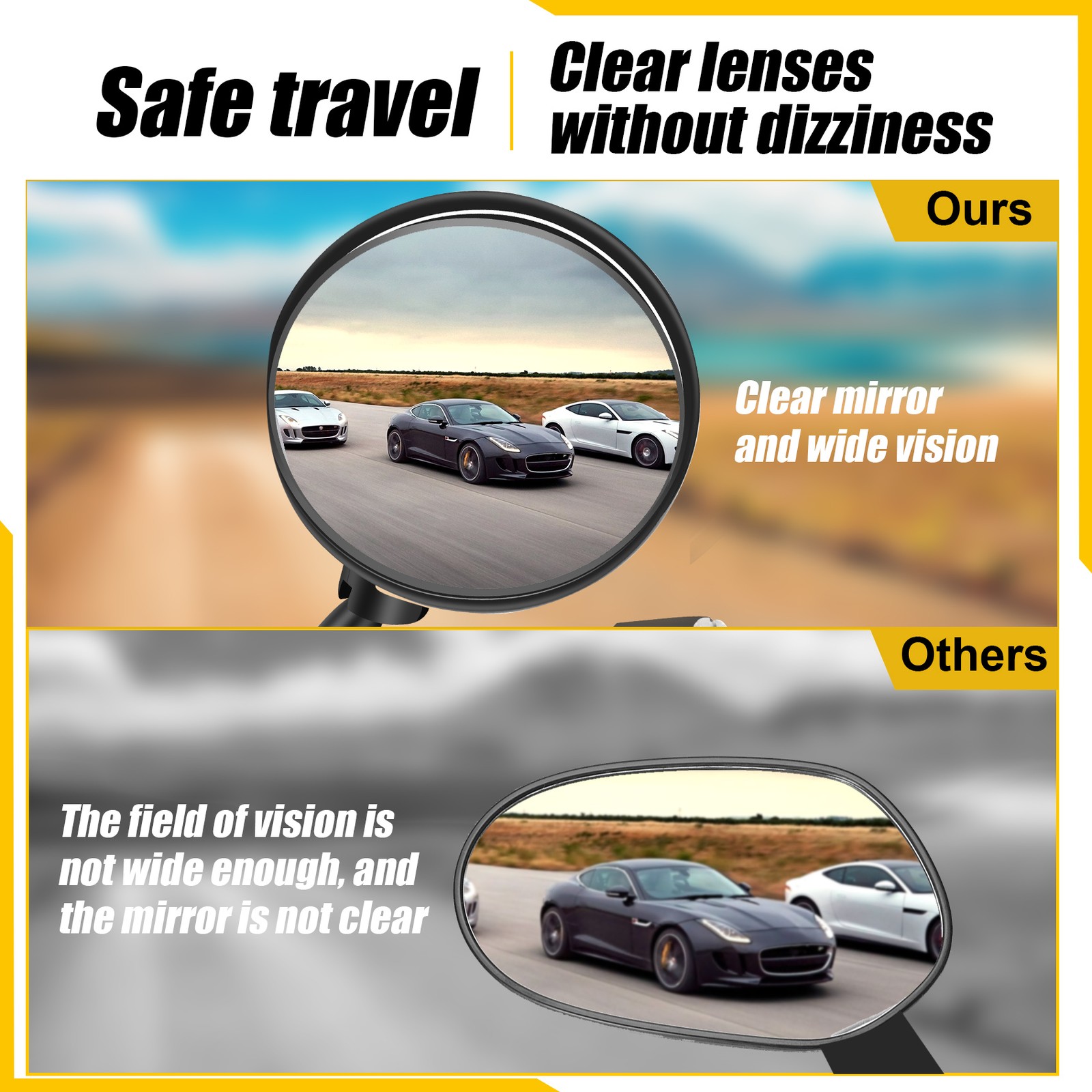 1 Set of 2 Car Blind Spot Mirrors Car Side Convex Wide Angle Round ...