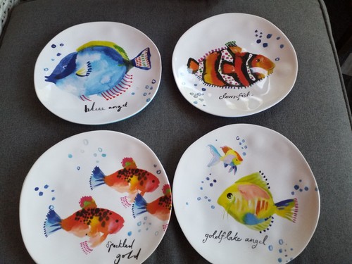 4 Pier 1 imports Melamine Plates Fish, Coastal, Beach Vibe 8.5" | eBay