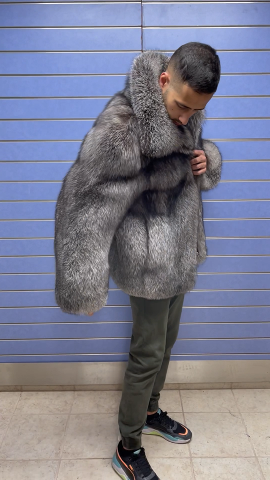 Luxury Full Skin Frost Fox Fur Mens Coat Real Fur Jacket Skin To Skin ...