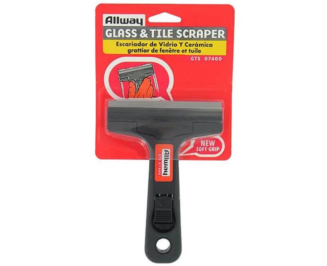 Allway Tools Inc GTS 4 Inch Glass and Tile Scraper With Soft Grip for ...