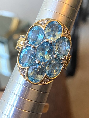 Gems en Vogue MICHAEL VALITUTTI NH STERLING vermeil oval topaz ring sz ...