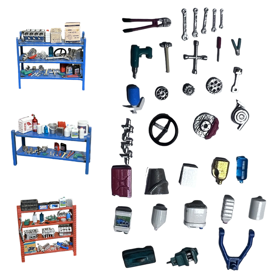 Diorama 1/64Scale Model Workshop Rack Car Repair Tool 3D Printed ...