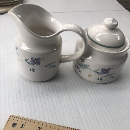 Pfaltzgraff April Pattern Sugar Bowl w/Lid & Creamer Ceramic Floral Very Good | eBay