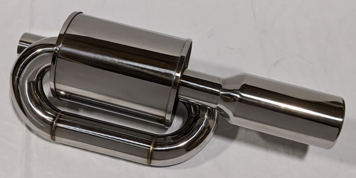 Universal JDM Twin Loop Exhaust Muffler 2.5" Inlet 4.0" Tip Chrome ...