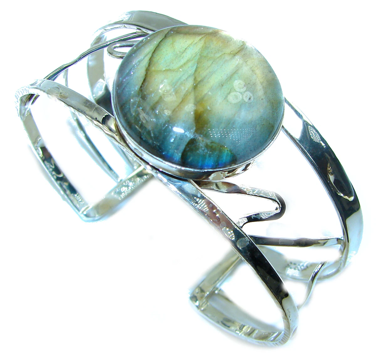 Stunning 925 Sterling Silver Labradorite Cuff Bracelet schoolsuganda.com
