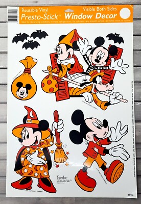 Halloween Window Cling Micky Mouse Decor Minnie Goofy Disney VTG Vinyl ...