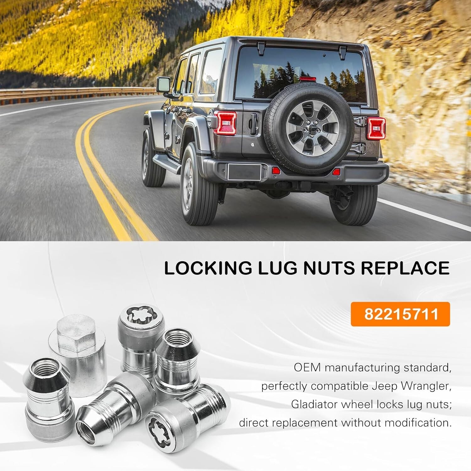 M14*1.5 Wheel Locking Lug Nuts Fits Jeep Wrangler JL Gladiator 18-2024 ...