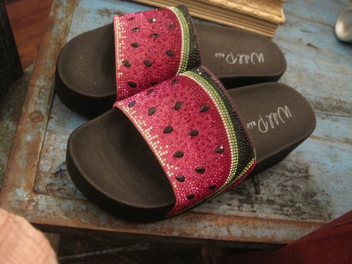 Wild Pair Watermelon Crystal Slides Sandals Platform Comfort shabby ...