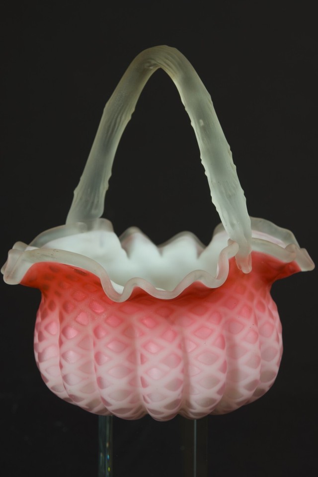 Antique Basket Paste Glass Raspberry Art Deco Crosslinked Handle Has ...