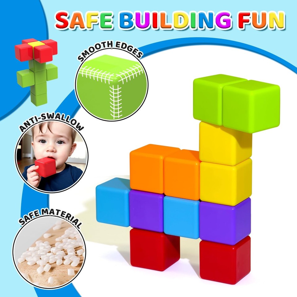 Magnetic Building Blocks Large, 1.65 inch Magnetic Stacking Cubes for ...