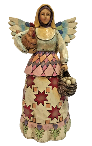 Jim Shore Angel of Faithfulness Figurine - Chicken & Basket of Eggs ...