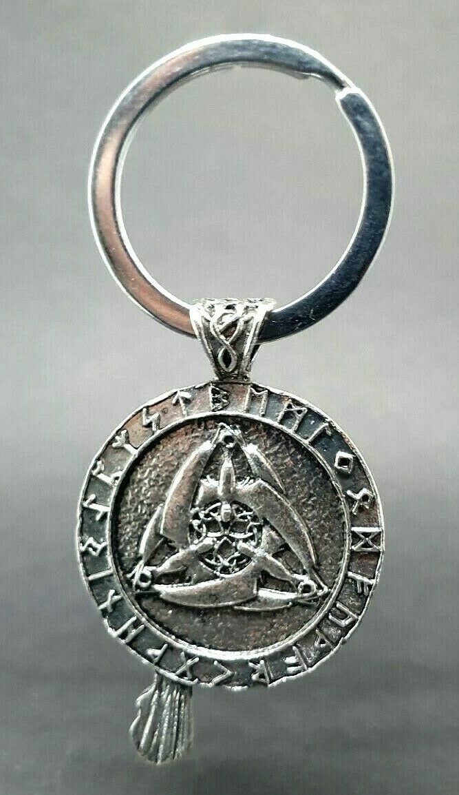 Raven Crow Keyring Odin All Father Protection Rune Double Sided Gift ...