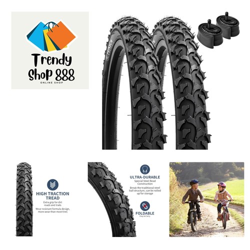 2-PCS 14" Mountain Bike Tires /57-254 and 14" Bike Tubes Schrader Valve ...