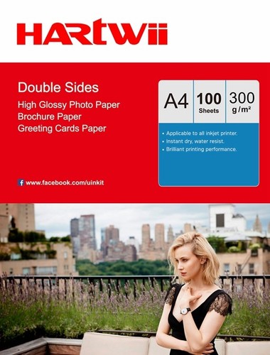 100 Sheets A4 Double Sided High Glossy 300Gsm Thick Photo Paper Inkjet ...