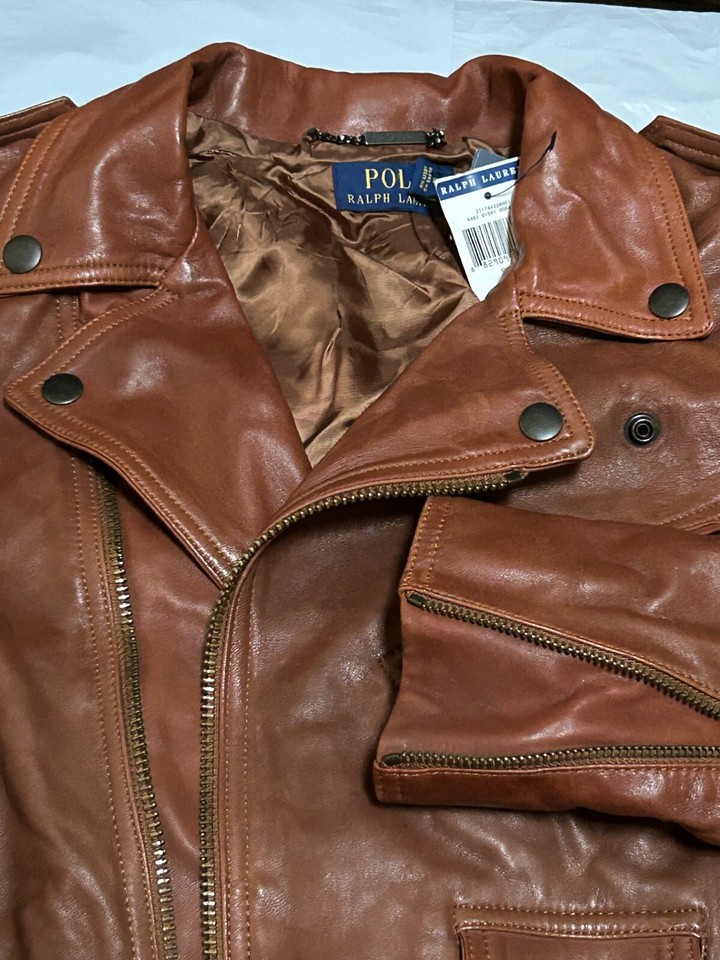 Ralph Lauren Soft Lamb Leather Motto jacket Sz 2 Brown $769 | eBay