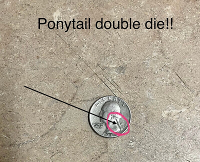 1967 US Quarter No Mint Mark (poneytail double die,Rim lining,numbers ...