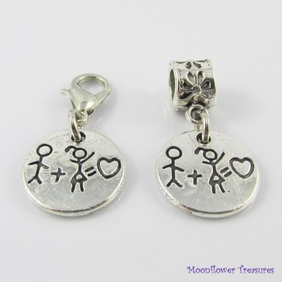 Boy plus Girl equals Love Charm Select European Charm or Clip on Clasp ...