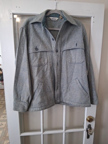 WOOLRICH VTG 70s 80s Halibut Stag Jacket Large Light Blue Chore Coat ...