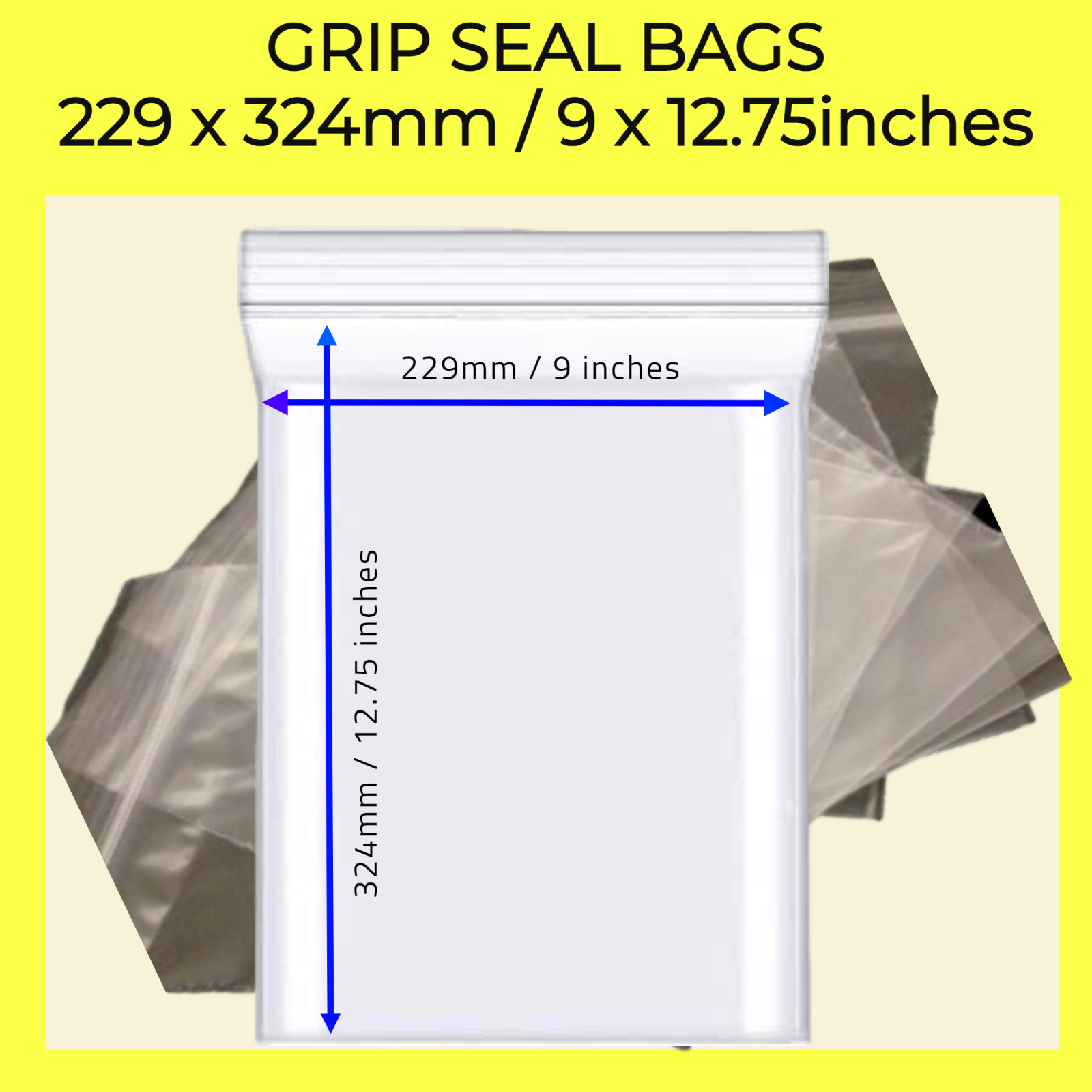 A4 Grip Seal Bags | 9 x 12.75 INCH | 229 x 324mm | Plain Transparent ...