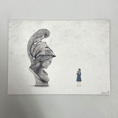 Athena with girl Motif Illustration Goddess of War Postcard Anniversary ...