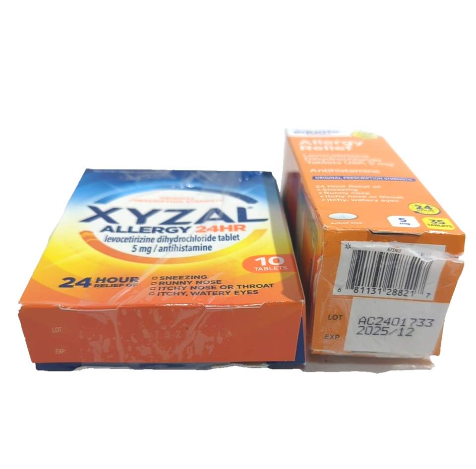 Xyzal & Equate Allergy 24HR Relief 5mg Antihistamine, 45 Tabs Tota,l ...