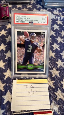 2012 Topps #165 Russell Wilson Passing Stands Visible RC Rookie PSA 9 ...