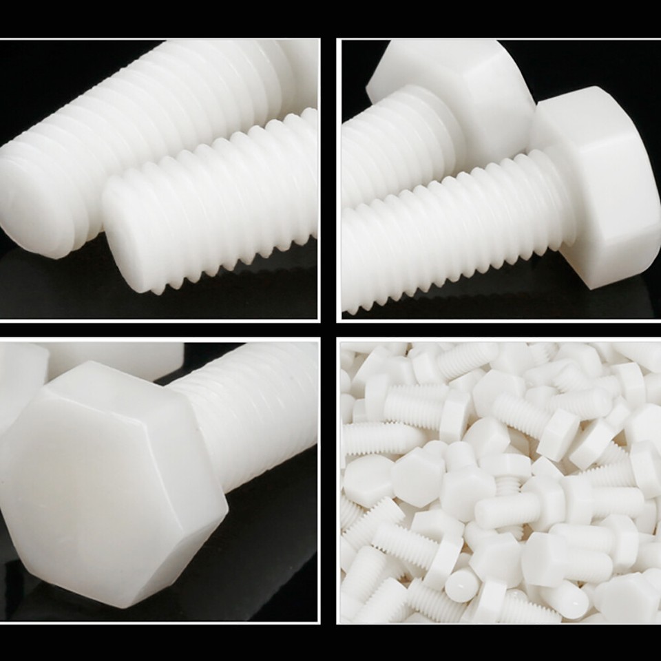 Nylon Plastic Hex Bolt Head Fully Threaded Set Screws Bolts M3 M4 M5 M6 ...